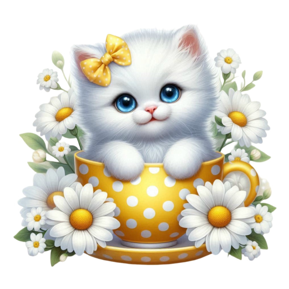 Cats in Tea Cups Fabric Panel 25 – QuiltingFabricPanels.com