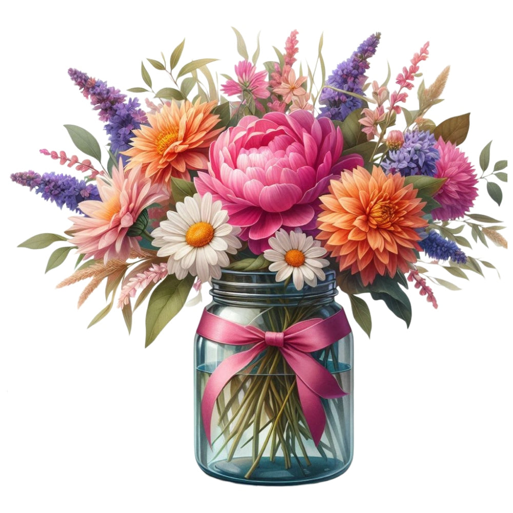 Flowers in a Jar Fabric Panel 12 – QuiltingFabricPanels.com