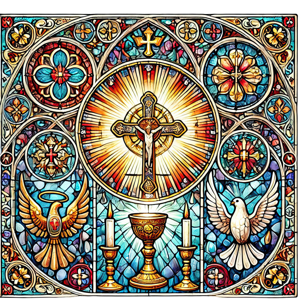 Catholic Symbols Fabric Panel 22 – QuiltingFabricPanels.com