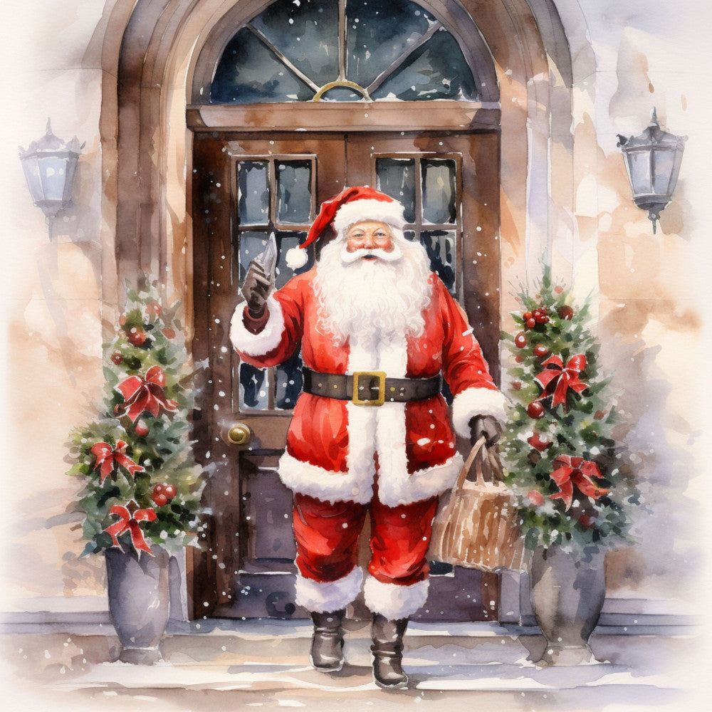 Santa Claus Christmas Scene Fabric Panel 10 – QuiltingFabricPanels.com