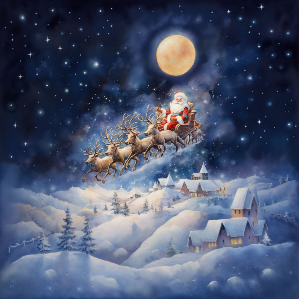 Santa Claus Flying Fabric Panel 10 – QuiltingFabricPanels.com