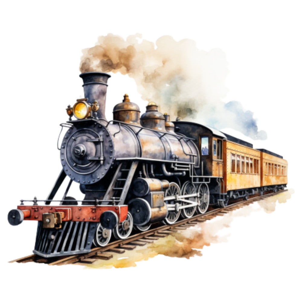 Steam Engine Train Fabric Panel 2 – QuiltingFabricPanels.com