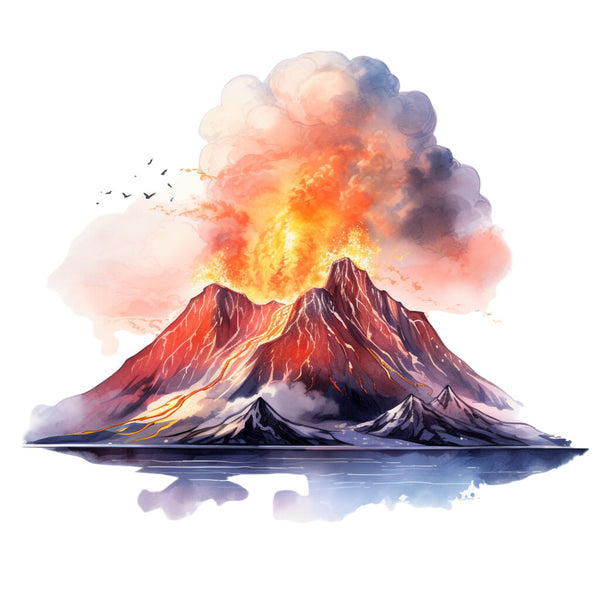 Watercolor Volcano Fabric Panel 2 – QuiltingFabricPanels.com