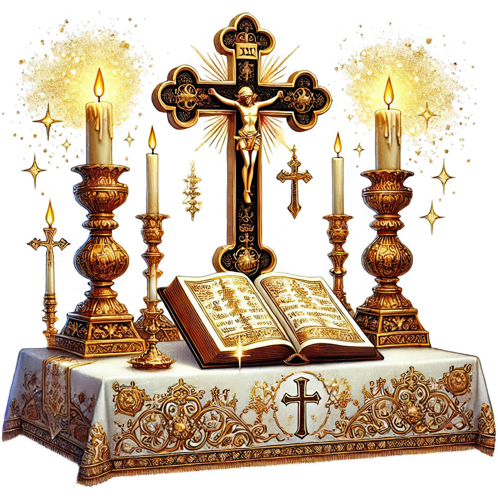 Catholic Symbols Fabric Panel 19 – QuiltingFabricPanels.com