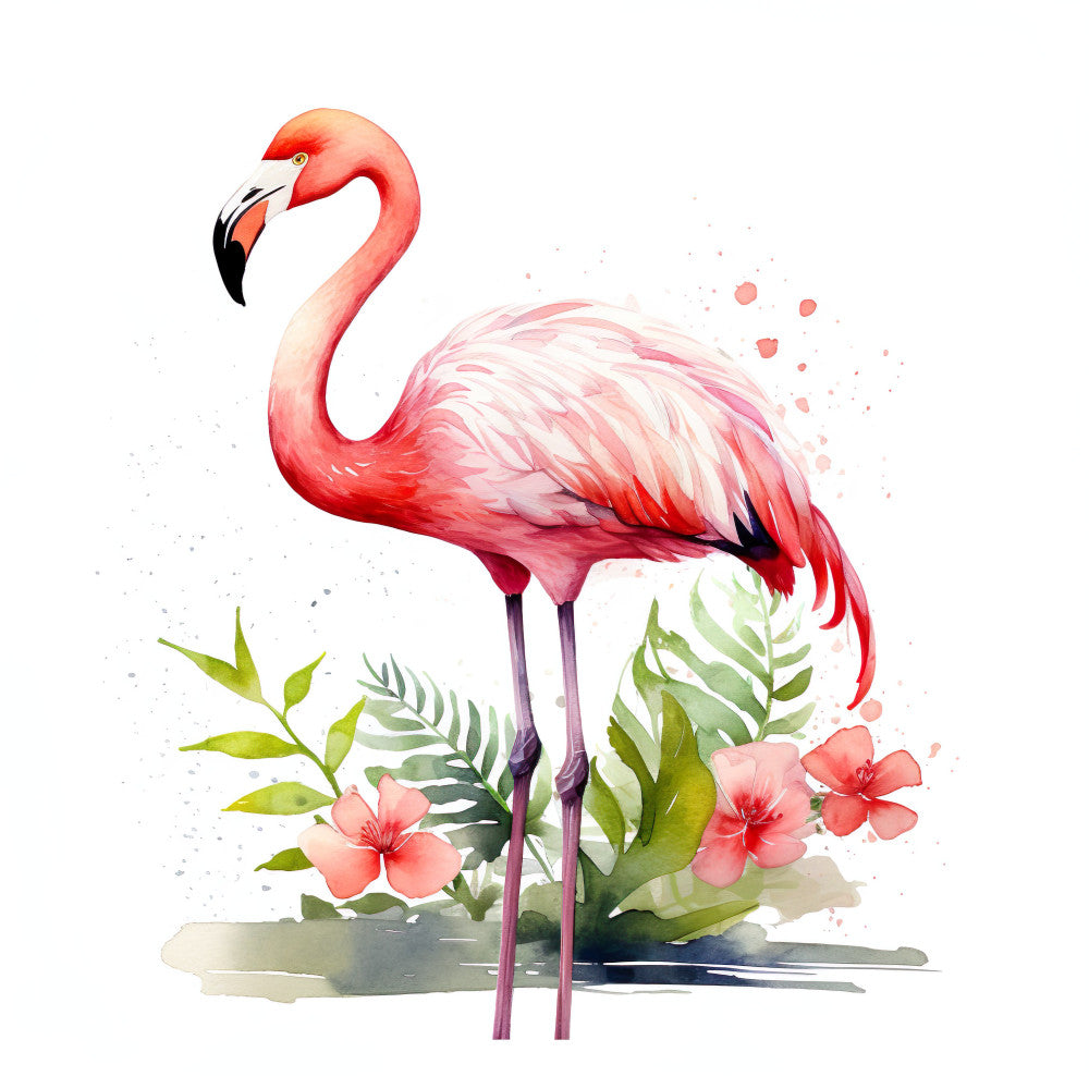 Watercolor Flamingos Fabric Panel 7 – QuiltingFabricPanels.com