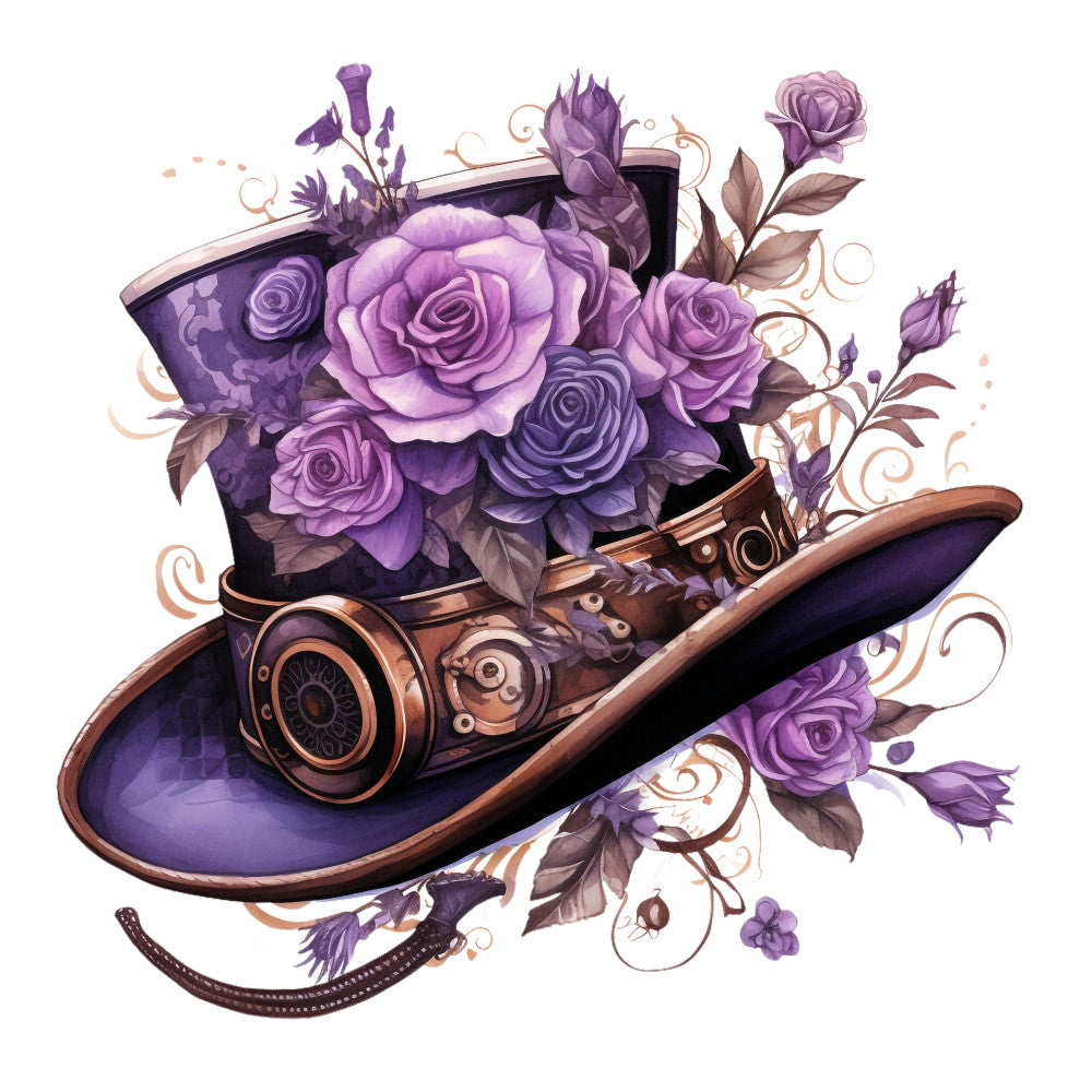 Floral Steampunk Fabric Panel 25 – QuiltingFabricPanels.com