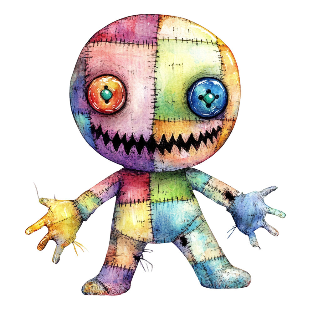 Colorful Voodoo Dolls Fabric Panel 3 – QuiltingFabricPanels.com