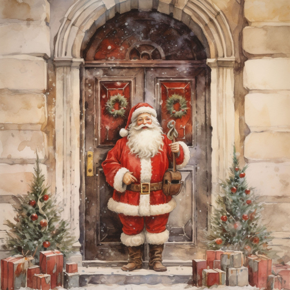 Santa Claus Christmas Scene Fabric Panel 11 – QuiltingFabricPanels.com