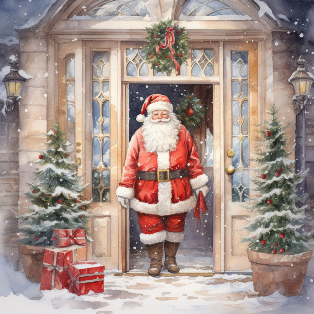 Santa Claus Christmas Scene Fabric Panel 9 – QuiltingFabricPanels.com