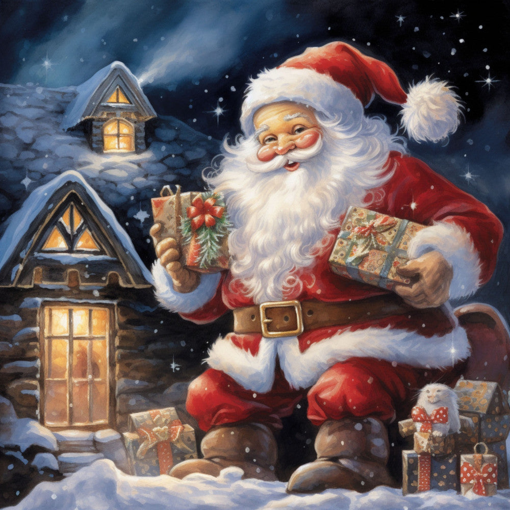 Santa Claus Christmas Scene Fabric Panel 31 – QuiltingFabricPanels.com