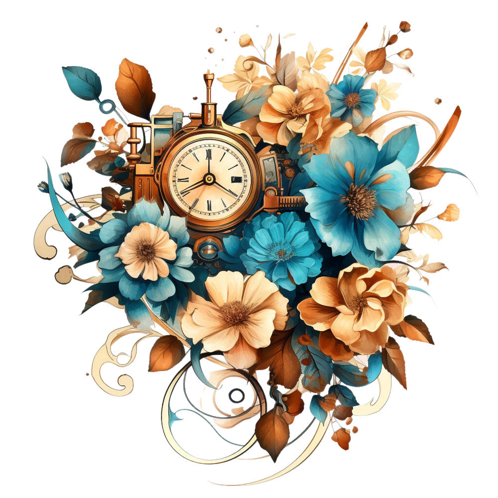 Floral Steampunk Fabric Panel 15 – QuiltingFabricPanels.com