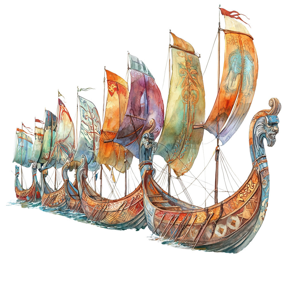 Viking Ships Fabric Panel 15 – QuiltingFabricPanels.com