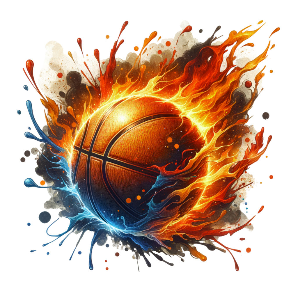Watercolor Basketball and Splash Fabric Panel 10 – QuiltingFabricPanels.com