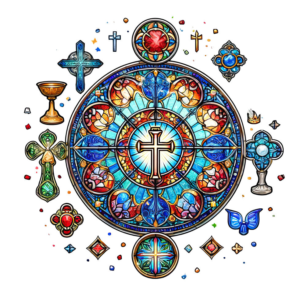 Catholic Symbols Fabric Panel 29 – QuiltingFabricPanels.com