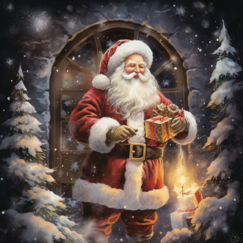 Santa Claus Christmas Scene Fabric Panel 30 – QuiltingFabricPanels.com