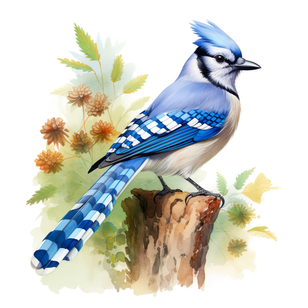 Blue Jay Bird Fabric Panel 1 – QuiltingFabricPanels.com