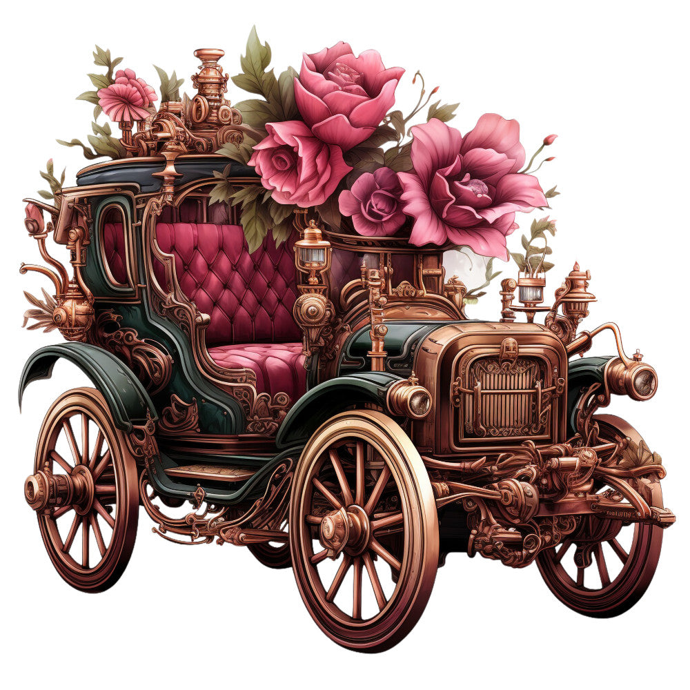 Floral Steampunk Fabric Panel 6 – QuiltingFabricPanels.com