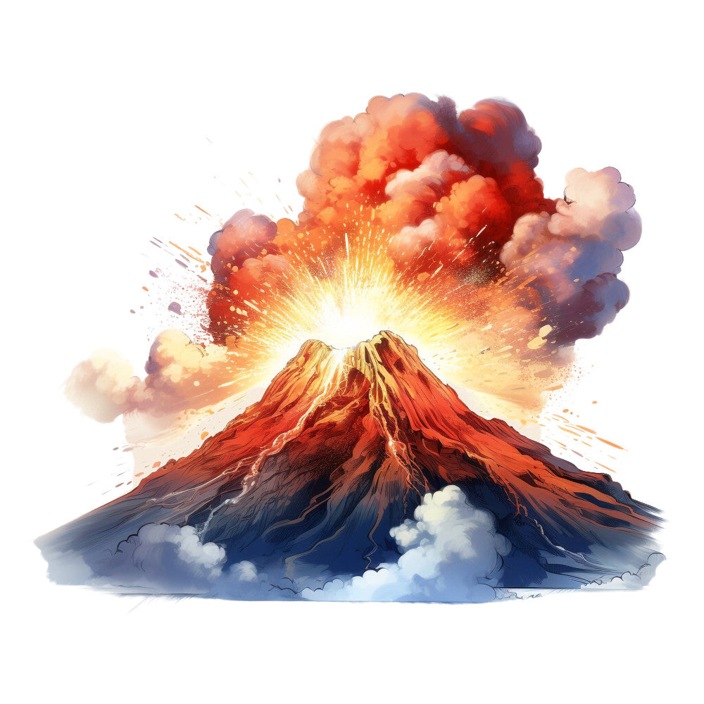 Watercolor Volcano Fabric Panel 19 – QuiltingFabricPanels.com