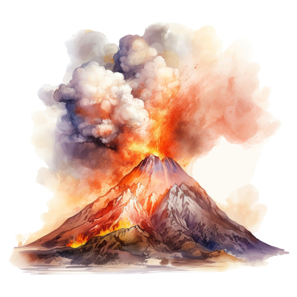 Watercolor Volcano Fabric Panel 12 – QuiltingFabricPanels.com