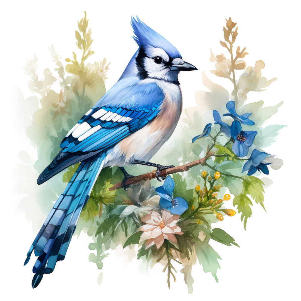 Blue Jay Bird Fabric Panel 9 – QuiltingFabricPanels.com