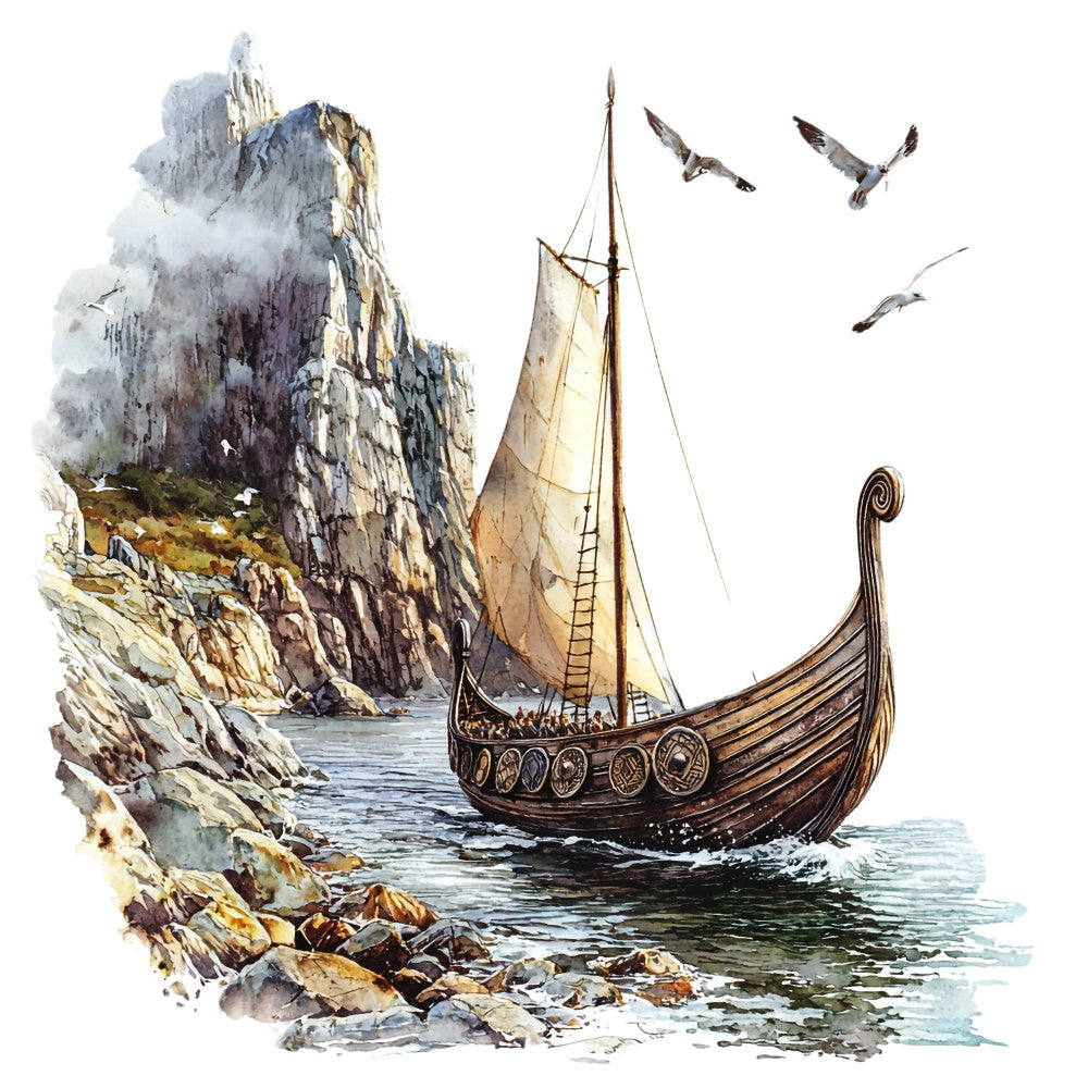 Viking Ships Fabric Panel 8 – QuiltingFabricPanels.com