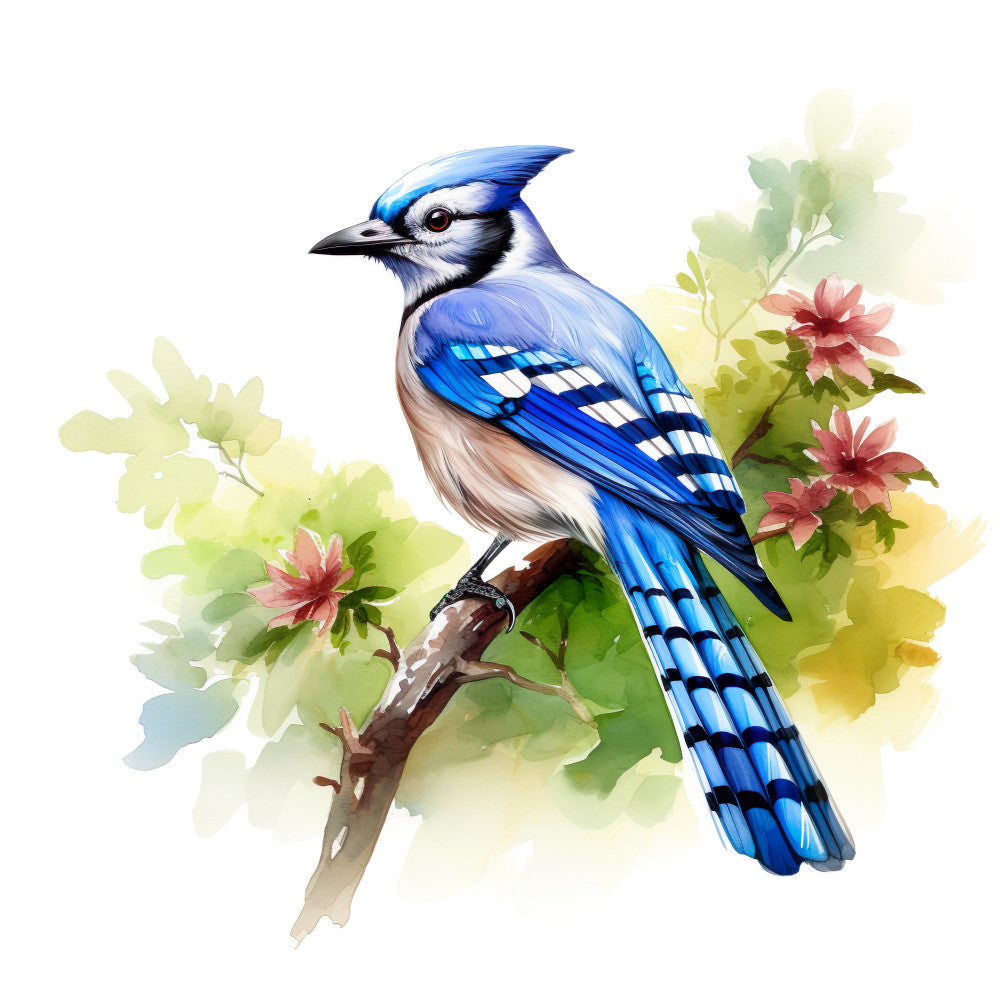 Blue Jay Bird Fabric Panel 4 – QuiltingFabricPanels.com