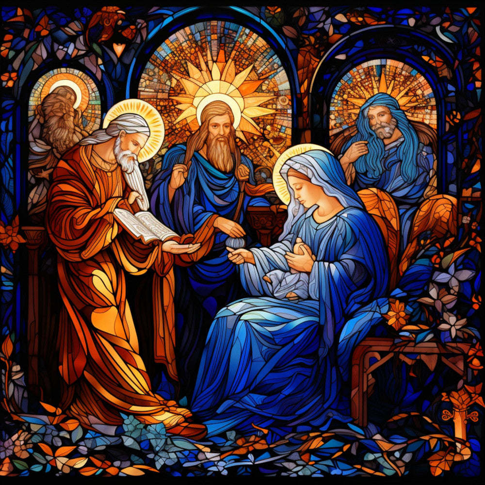 Nativity Stained Glass Fabric Panel 10 – QuiltingFabricPanels.com