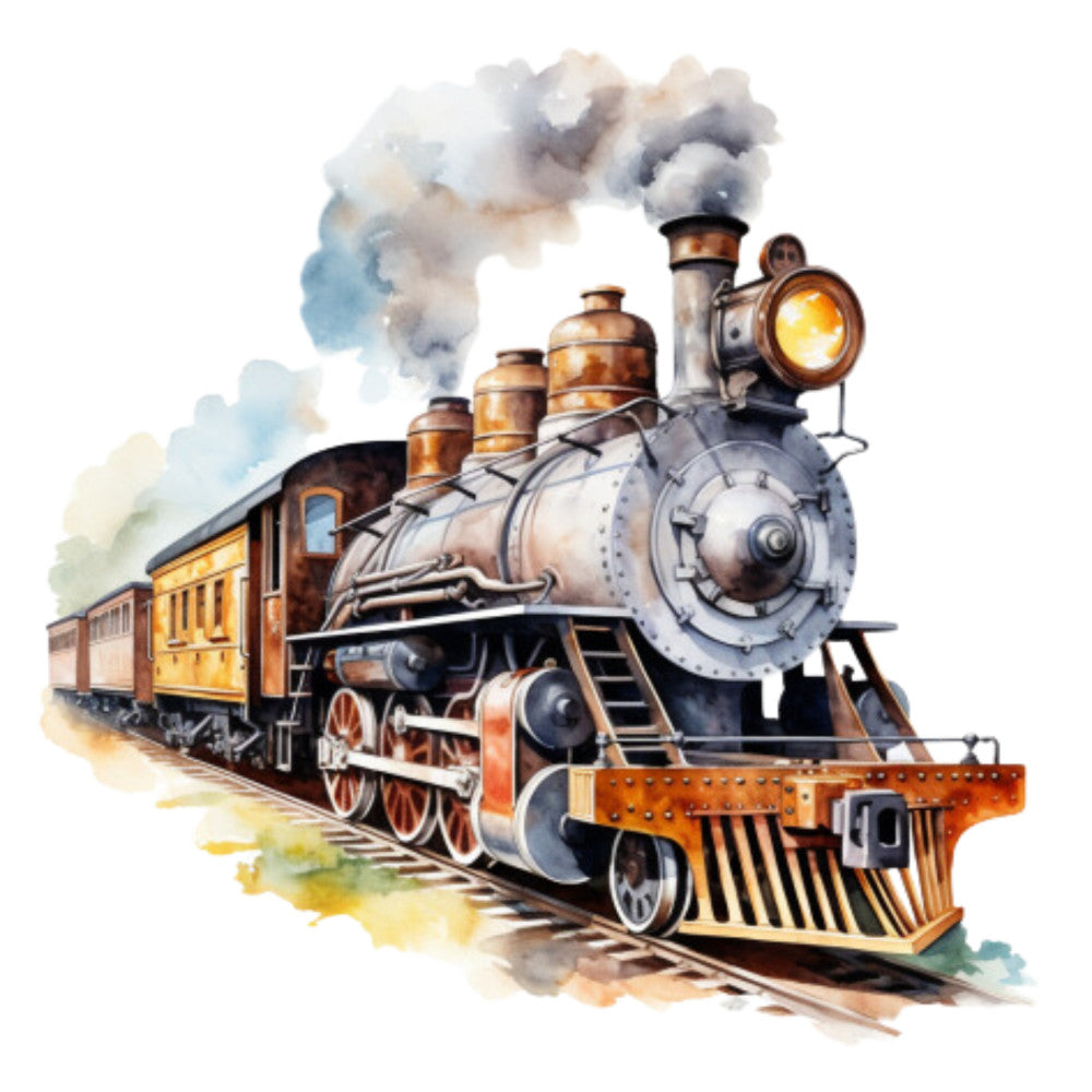 Steam Engine Train Fabric Panel 12 – QuiltingFabricPanels.com