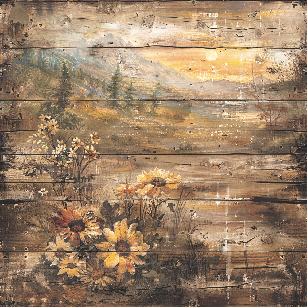 Yellowstone on Rustic Wood Fabric Panel 10 – QuiltingFabricPanels.com
